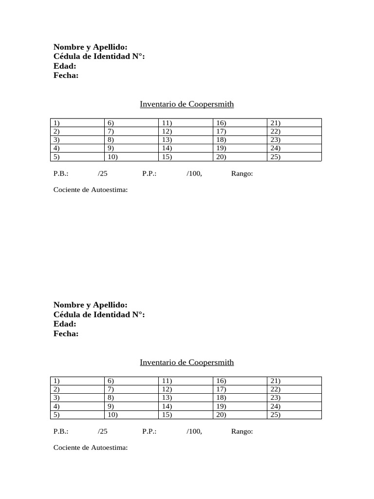 Hoja de Respuesta COOPERSMITH | PDF