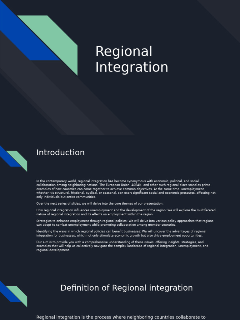 Regional Integration | PDF | Unemployment | Regional Integration
