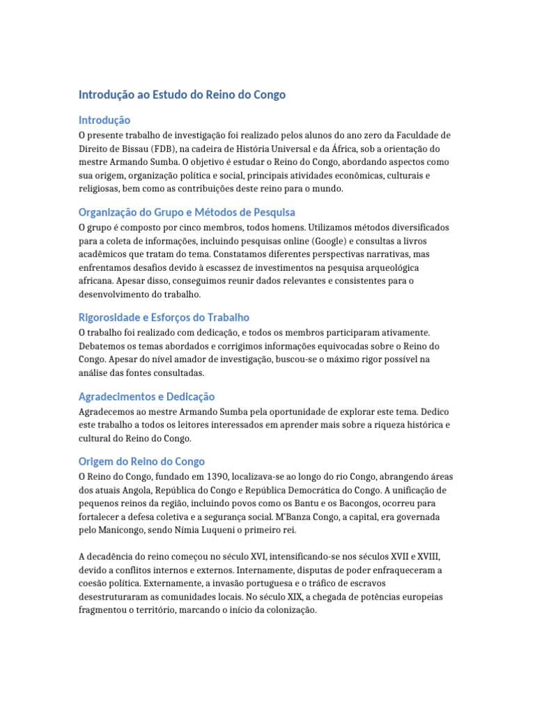 Estudo do Reino do Congo: História e Cultura | PDF | África | Portugal