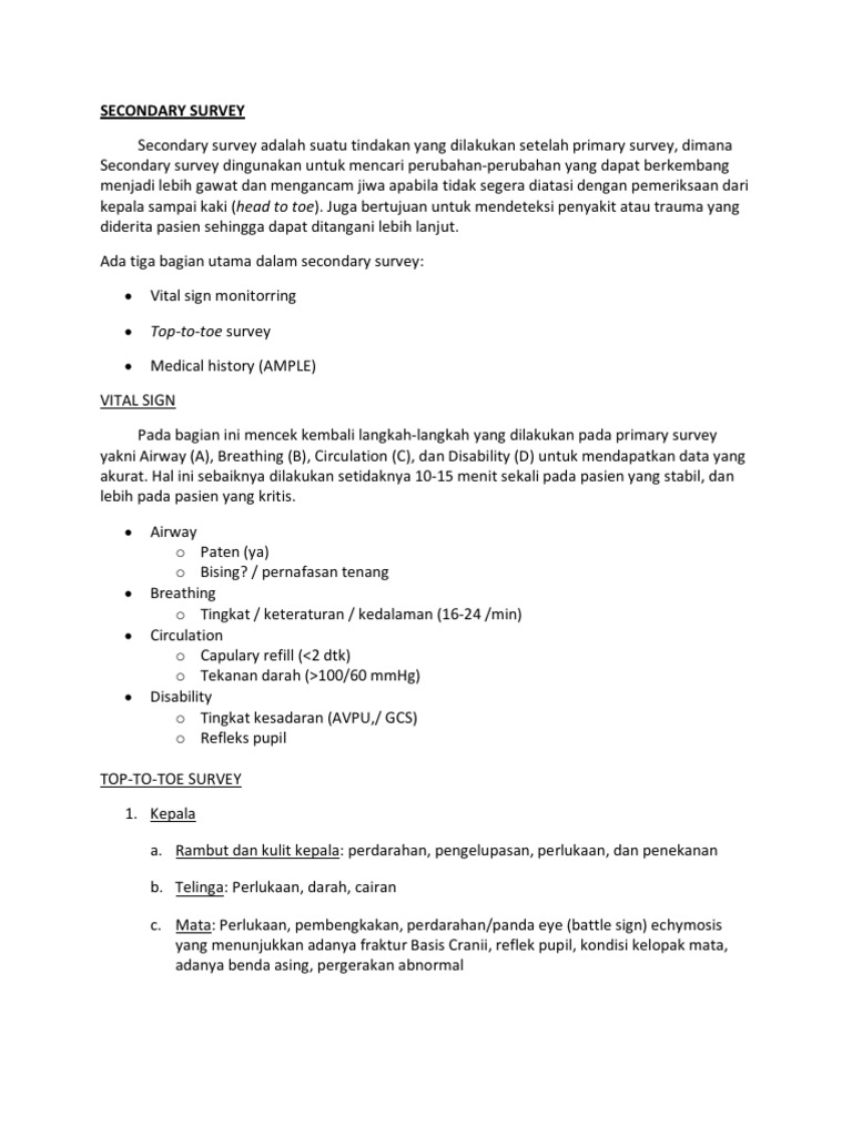 Secondary Survey | PDF