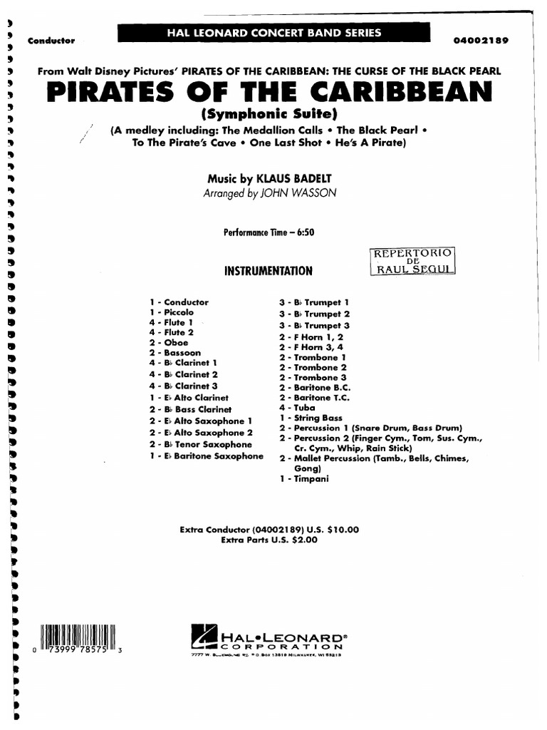 Pirates of the Caribbean Suite Score | PDF | Trombone | Saxophone