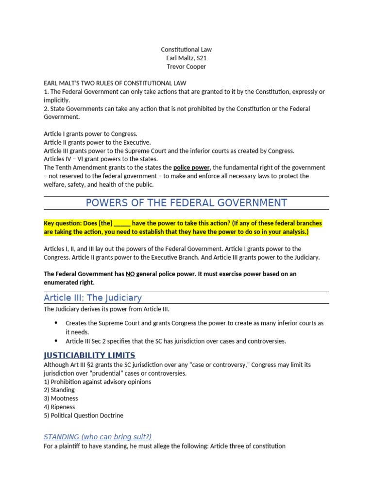Overview of Constitutional Law Principles | PDF | Due Process Clause ...
