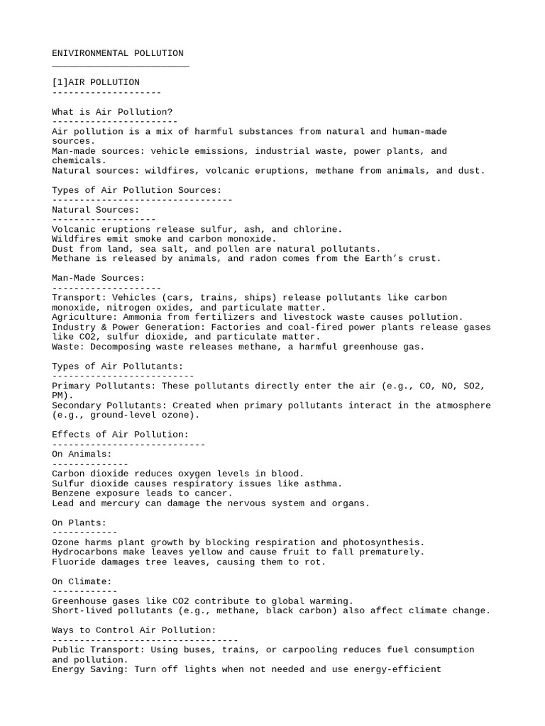 Evs Pollution Pdf Water Pollution Air Pollution