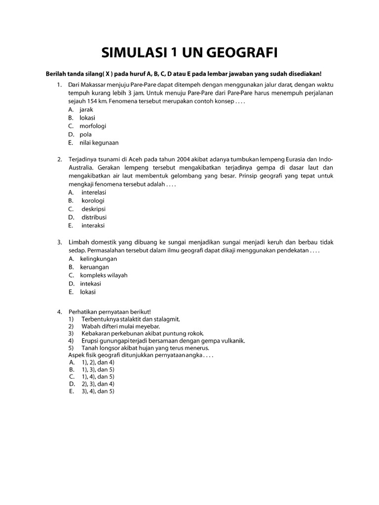 SIMULASI 1 GEOGRAFI | PDF