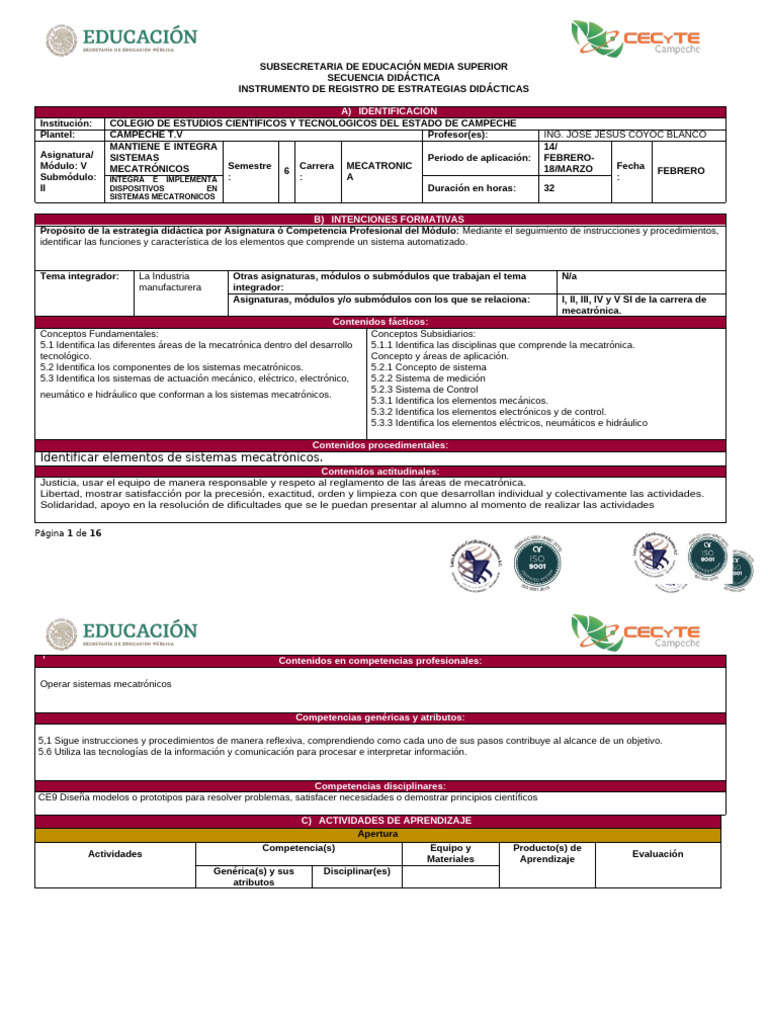 Secuencia Didáctica m5 Subii | PDF | Maestros | Evaluación