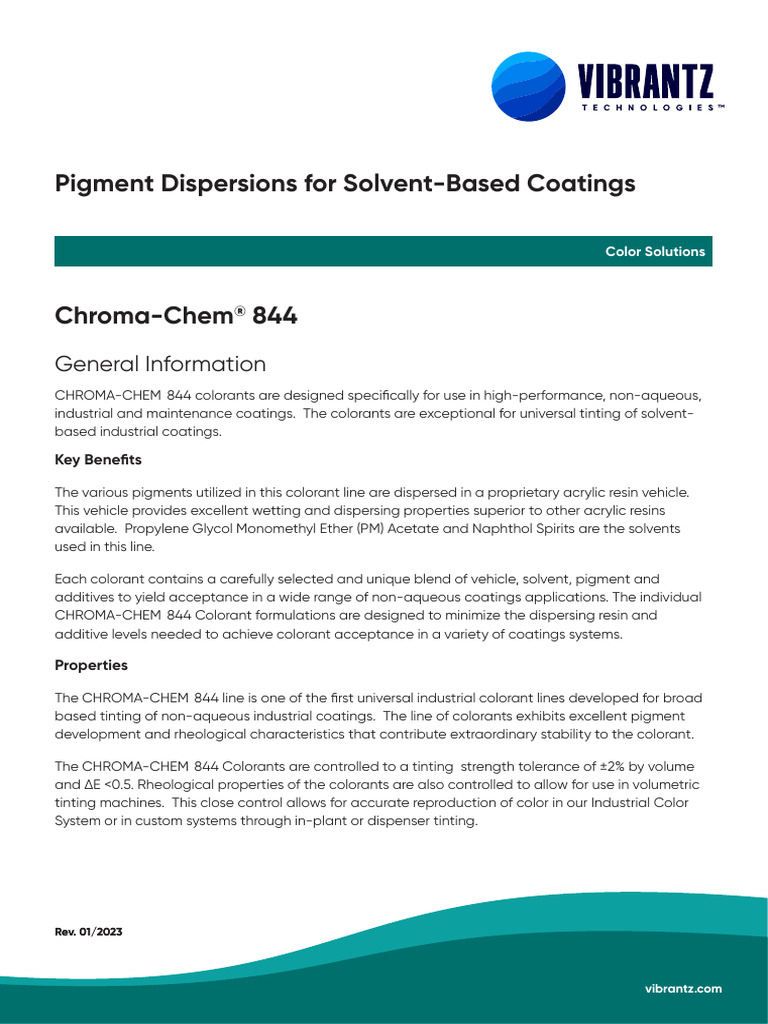 Chroma Chem 844 Product Sheet Rev 02 22 AMER V2 | PDF | Acrylic Paint ...