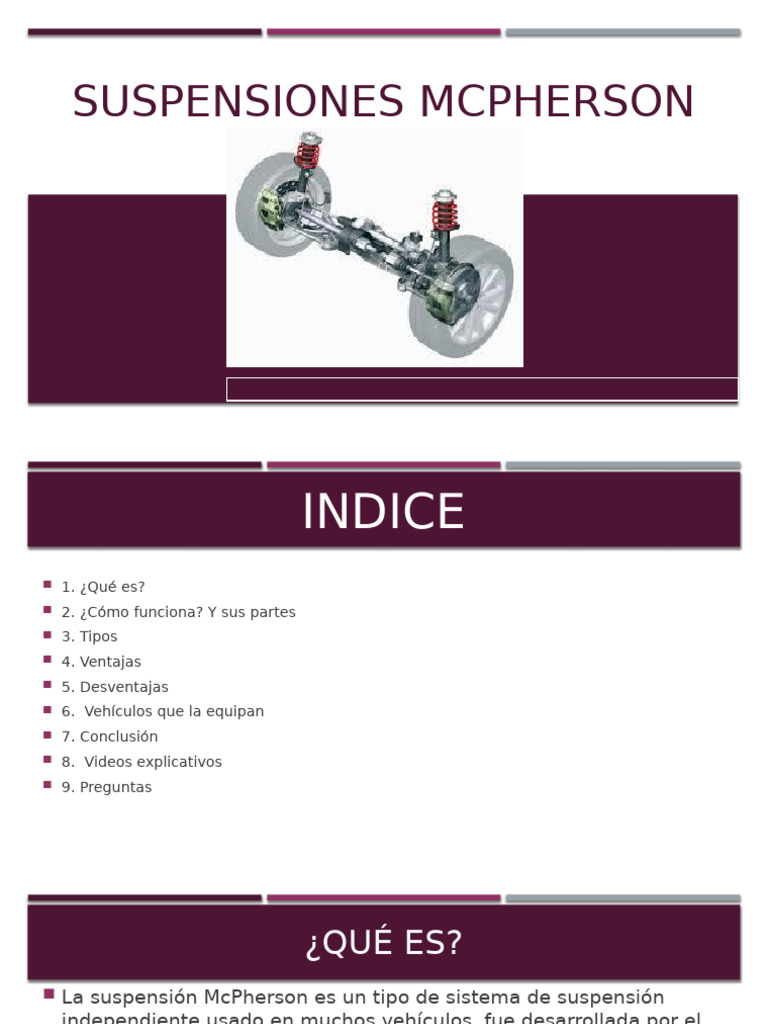 Ventajas y Desventajas de la Suspensión McPherson | PDF | Ingeniería mecánica | Industria automotriz