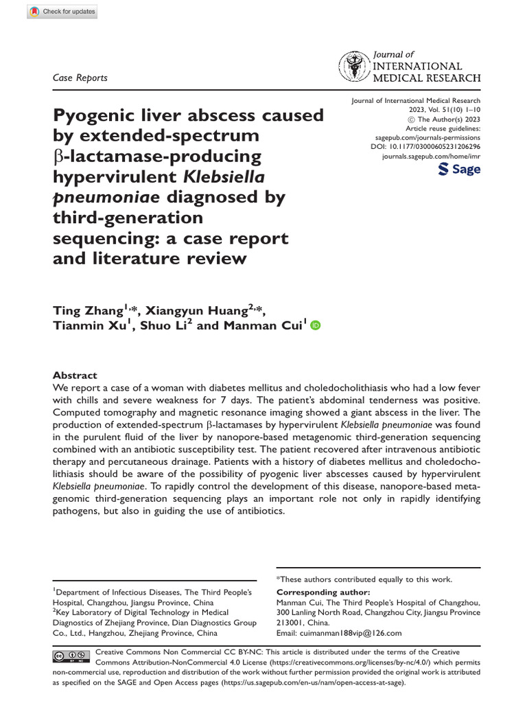 Pyogenic Liver Abscess from ESBL Klebsiella | PDF | Antimicrobial ...