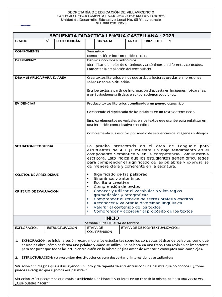 Secuencia Español | PDF | Evaluación | Comunicación