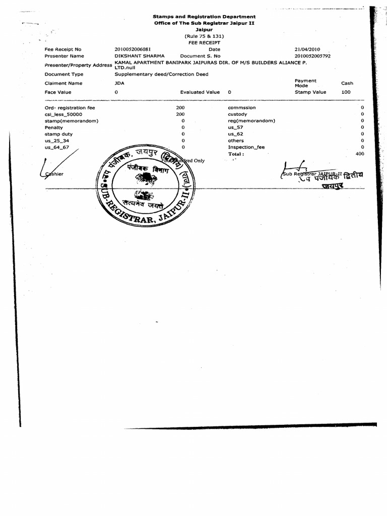 Group Housing Patta Correction Deed | PDF | Payments