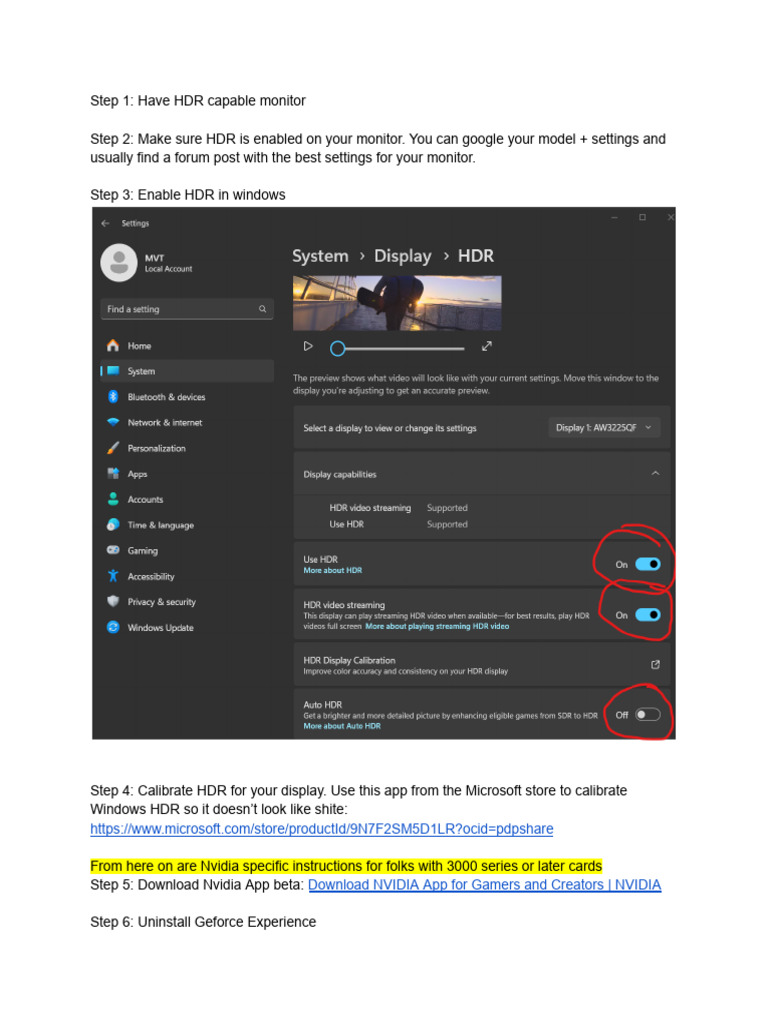 Best HDR Setup for Nvidia Users | PDF