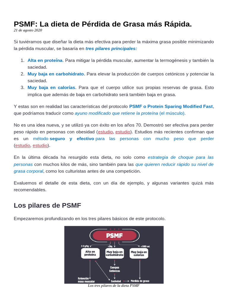 Dieta PSMF: Pérdida Rápida de Grasa | PDF | Dieta | Nutrientes