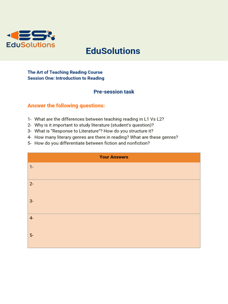 Session 01 Introduction To Reading | PDF