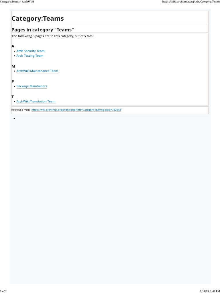 Category - Teams - ArchWiki | PDF