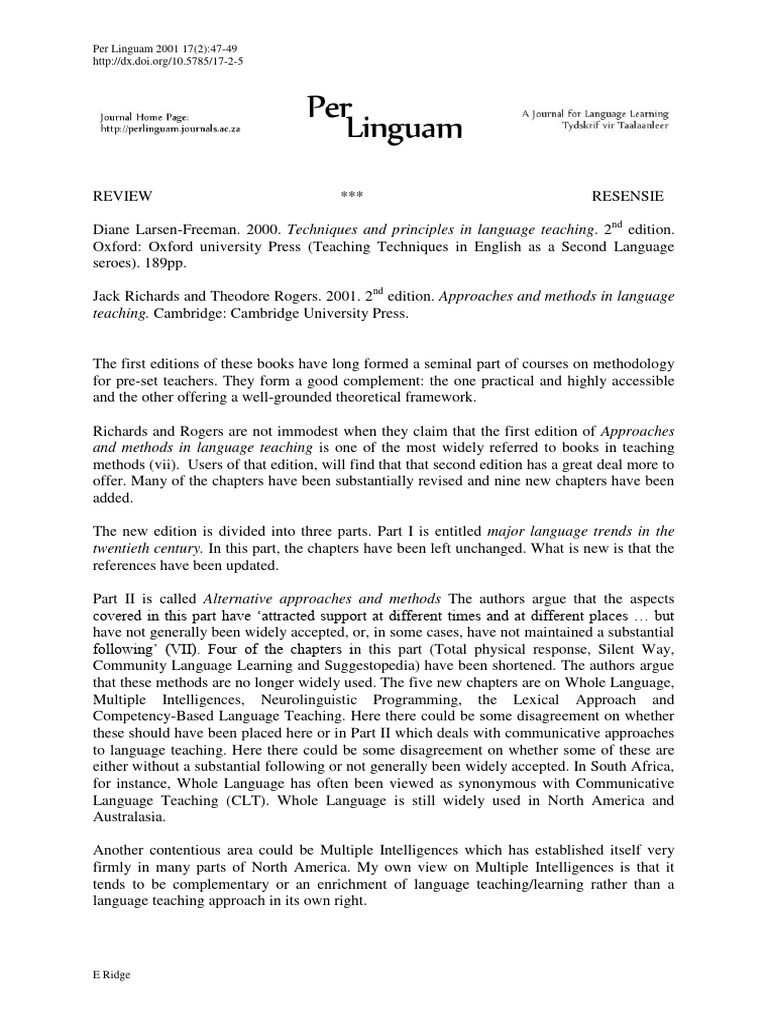 Diane Larsen Freeman 2000 Techniques and | PDF | Thought | Language ...