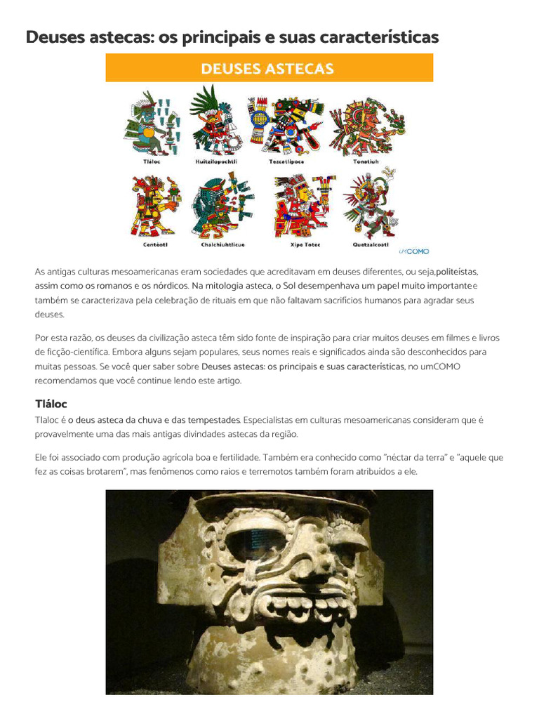 Principais Deuses Astecas e Seus Significados | PDF
