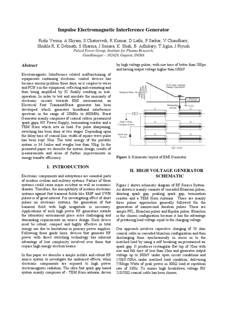 Impulse Electromagnetic Interference Generator | PDF | Antenna (Radio ...