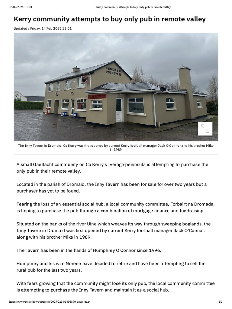 Kerry Community Seeks to Buy Inny Tavern | PDF