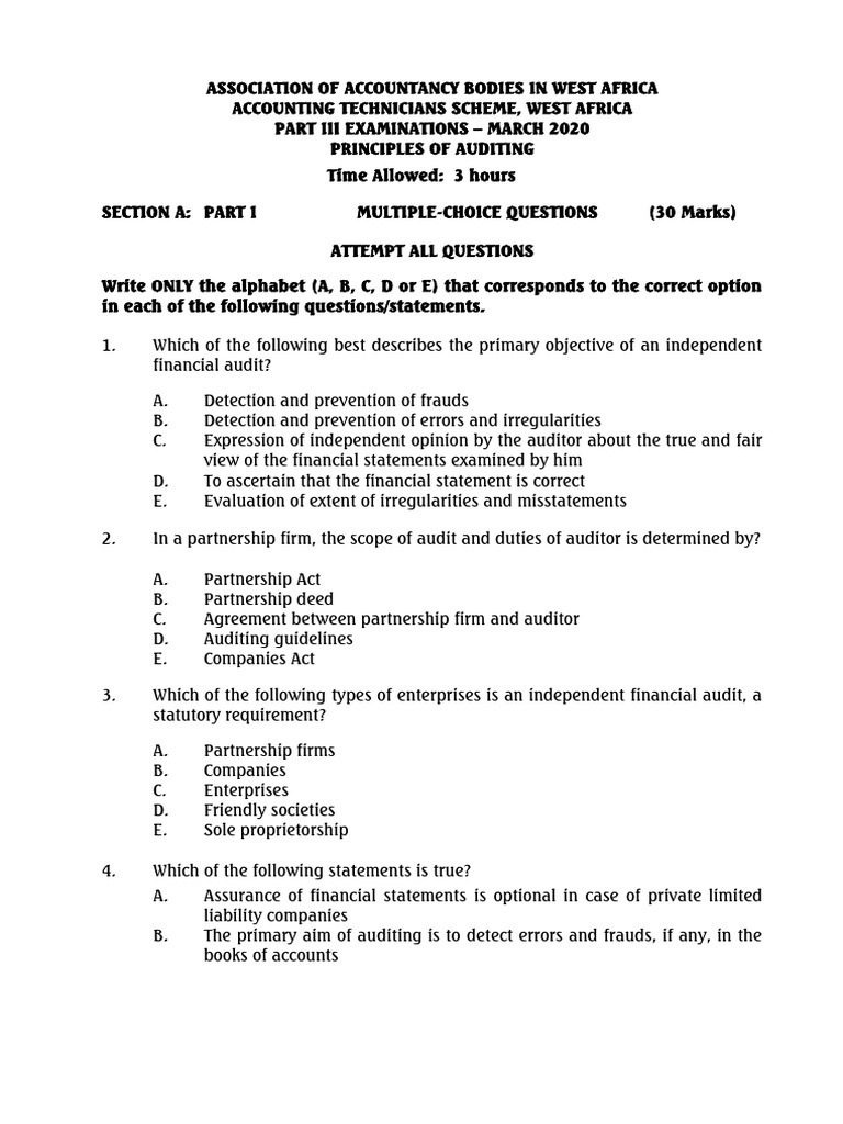 Auditing Exam for Accountants | PDF | Audit | Internal Control