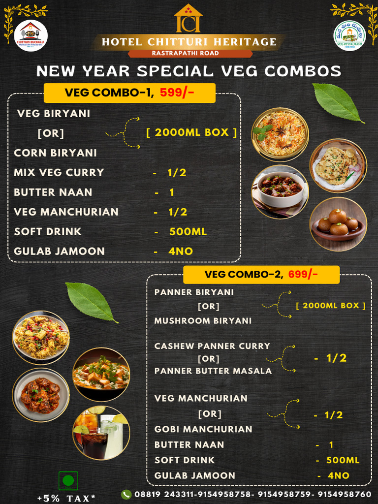 New Year Veg Combo Menu at Chitturi | PDF