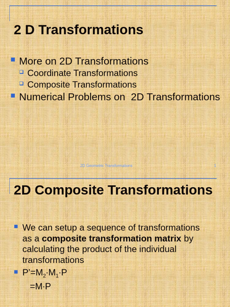 2 More On 2-D Transformations-Numericals | PDF | 2 D Computer Graphics | Matrix (Mathematics)