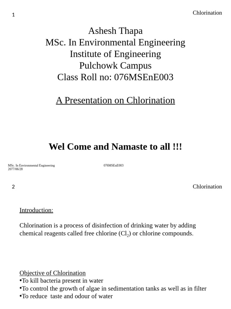 Understanding Chlorination in Water Treatment | PDF | Chlorine | Water ...