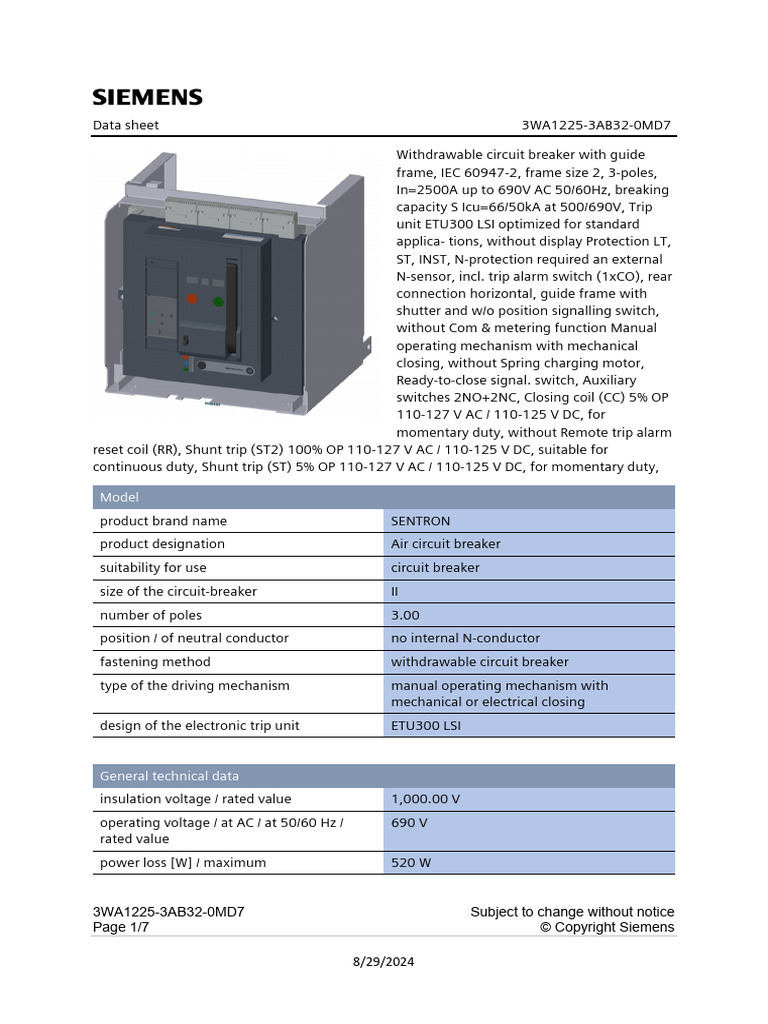 3WA1225-3AB32-0MD7_datasheet_en15677900427951631336 | PDF | Alternating ...
