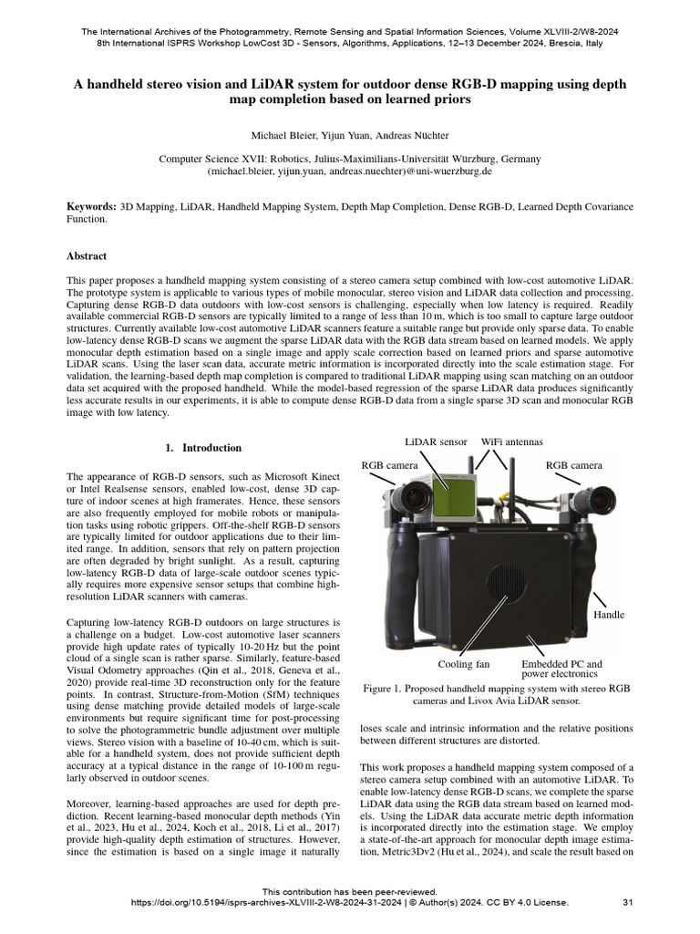 Handheld RGB-D Mapping with LiDAR | PDF | Lidar | Computer Vision
