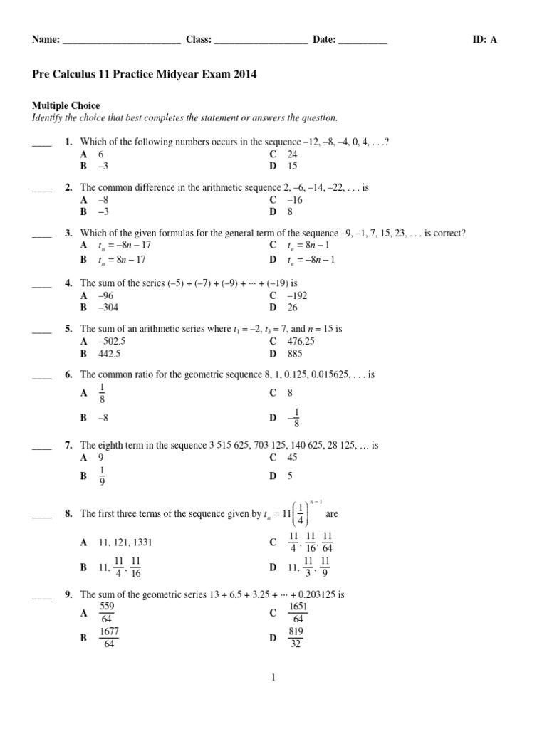 Examview - 2014 Practice Midyear Exam MC and Key | PDF | Elementary ...