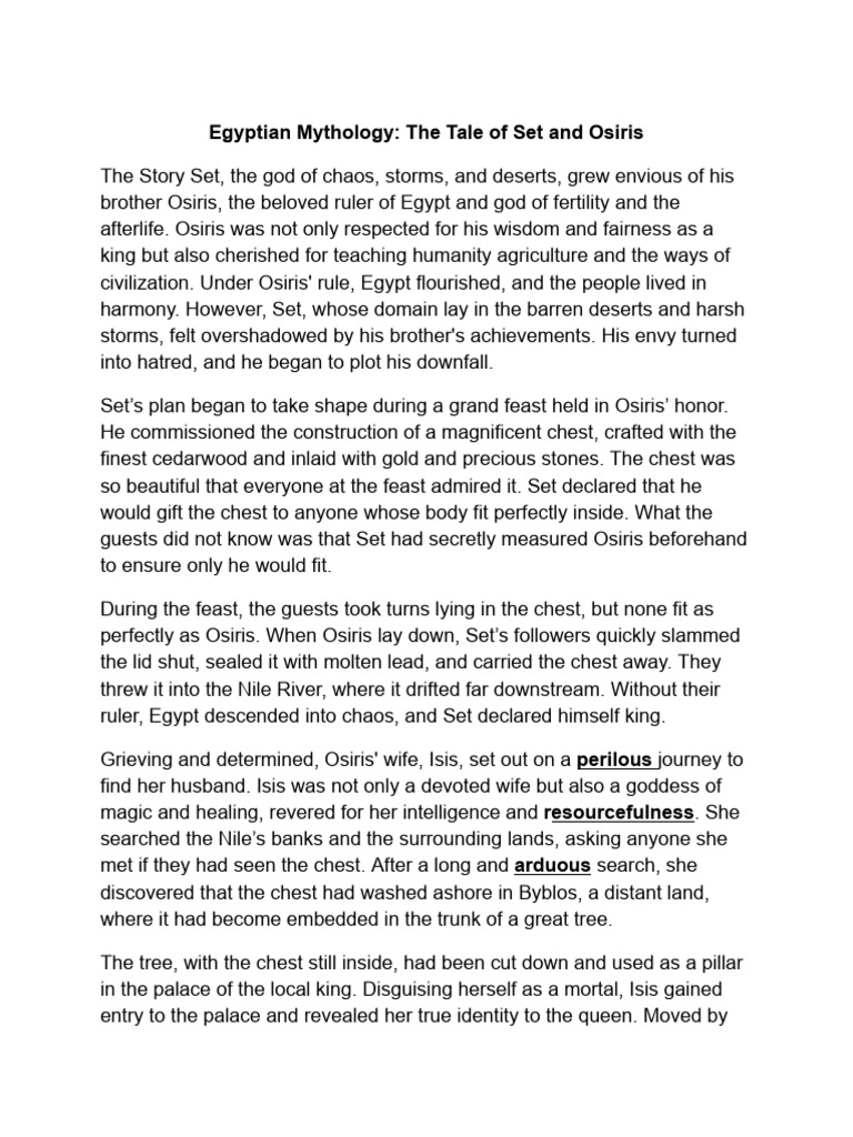 Student Copy_ The Tale of Set and Osiris (1) | PDF | Isis | Osiris