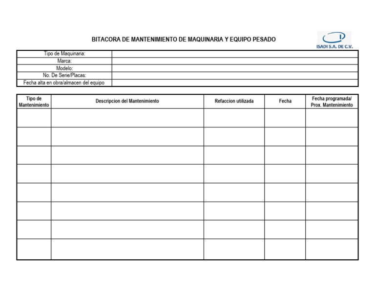 Bitacora de Mantenimiento de Equipo | PDF