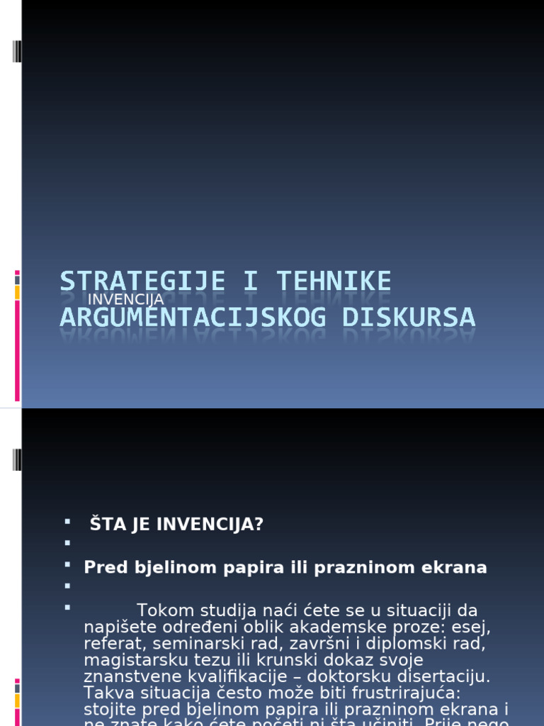 Strategije I Tehnike Argumentacijskog Diskursa | PDF