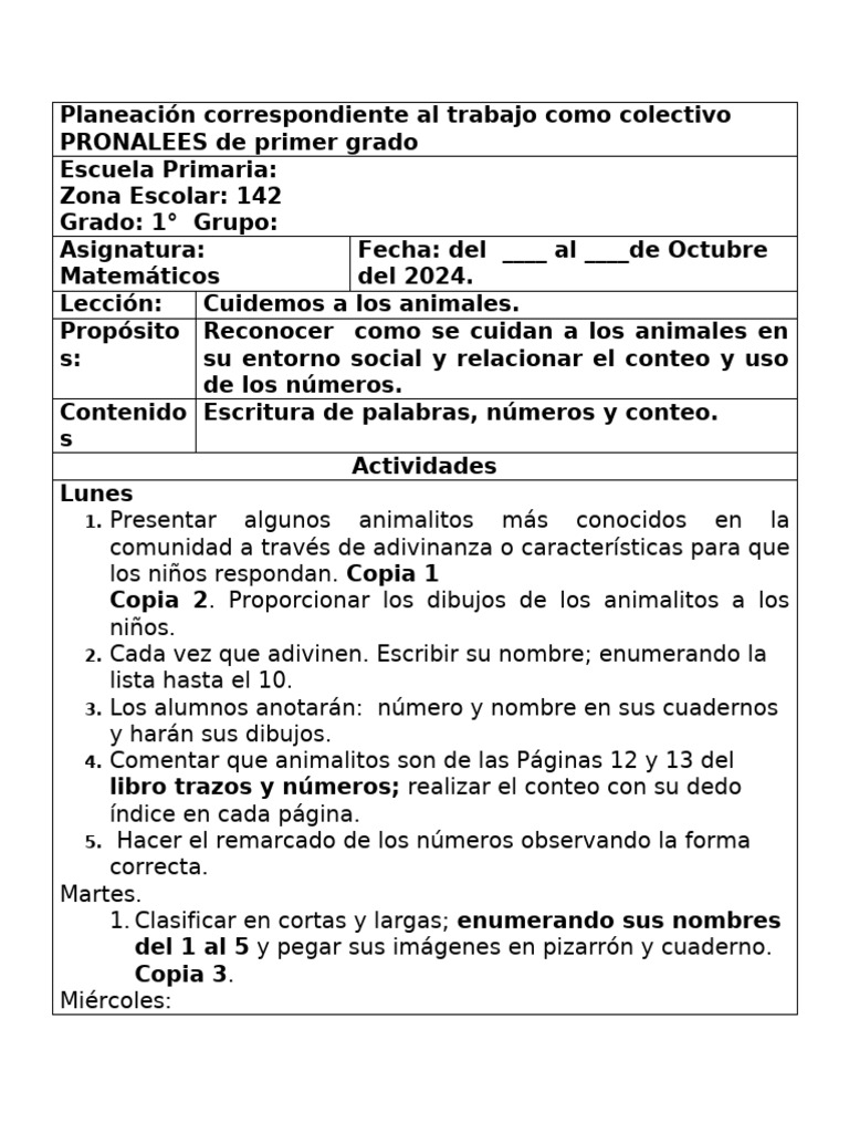 PLAN CUIDEMOS LOS ANIMALES DEL 1 AL 10-1 | PDF