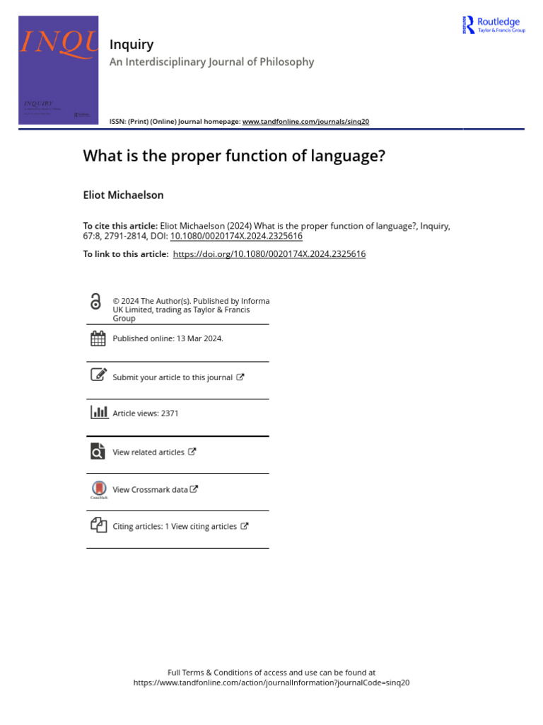 What Is The Proper Function of Language | PDF | Linguistics