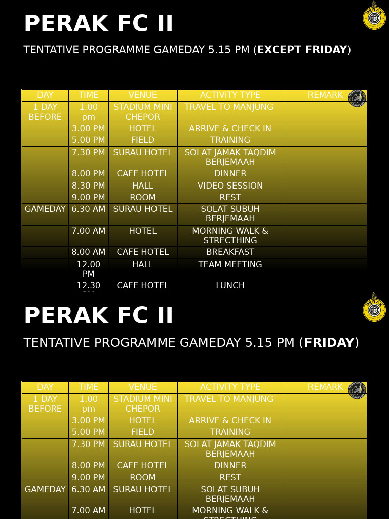 Tentative Programme Gameday | PDF | Meal | Eating Behaviors Of Humans