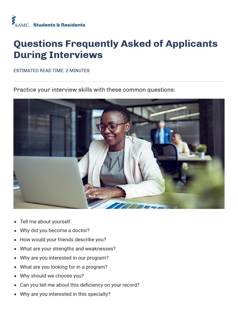 Common Medical Interview Questions | PDF