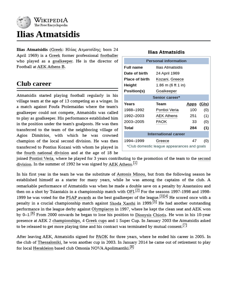 Ilias_Atmatsidis | PDF | Association Football | Association Football Clubs