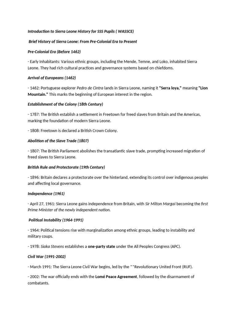 Introduction To History of Sierra Leone | PDF | Sierra Leone