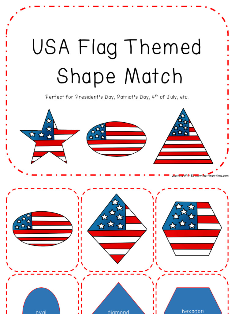 USA Flag Themed Shape Match: Perfect For President's Day, Patriot's Day ...