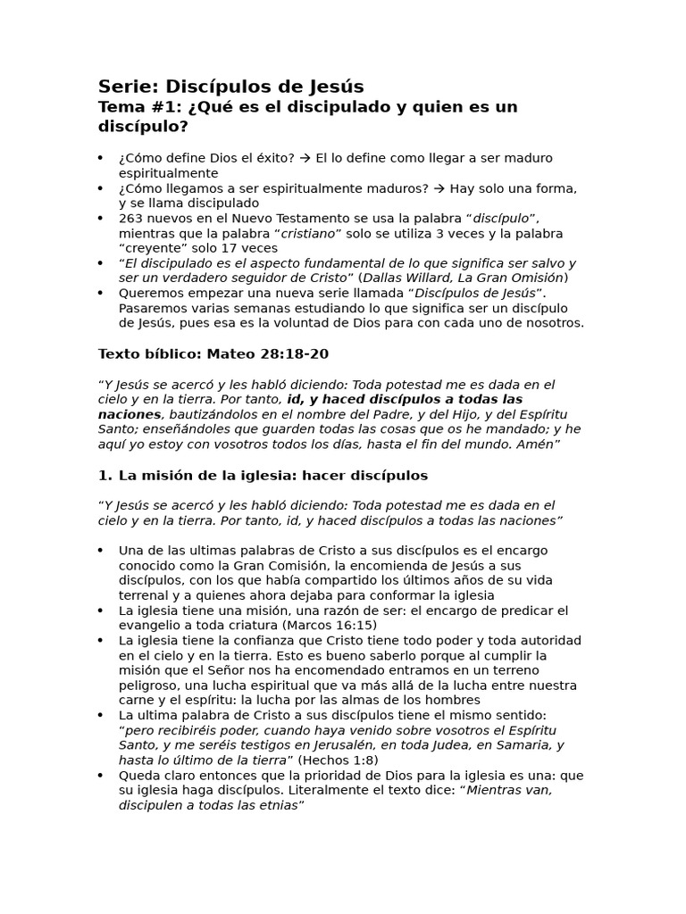 Serie Discipulado - Sesion 1 - Mateo 28 | PDF | Cristo (título) | Jesús