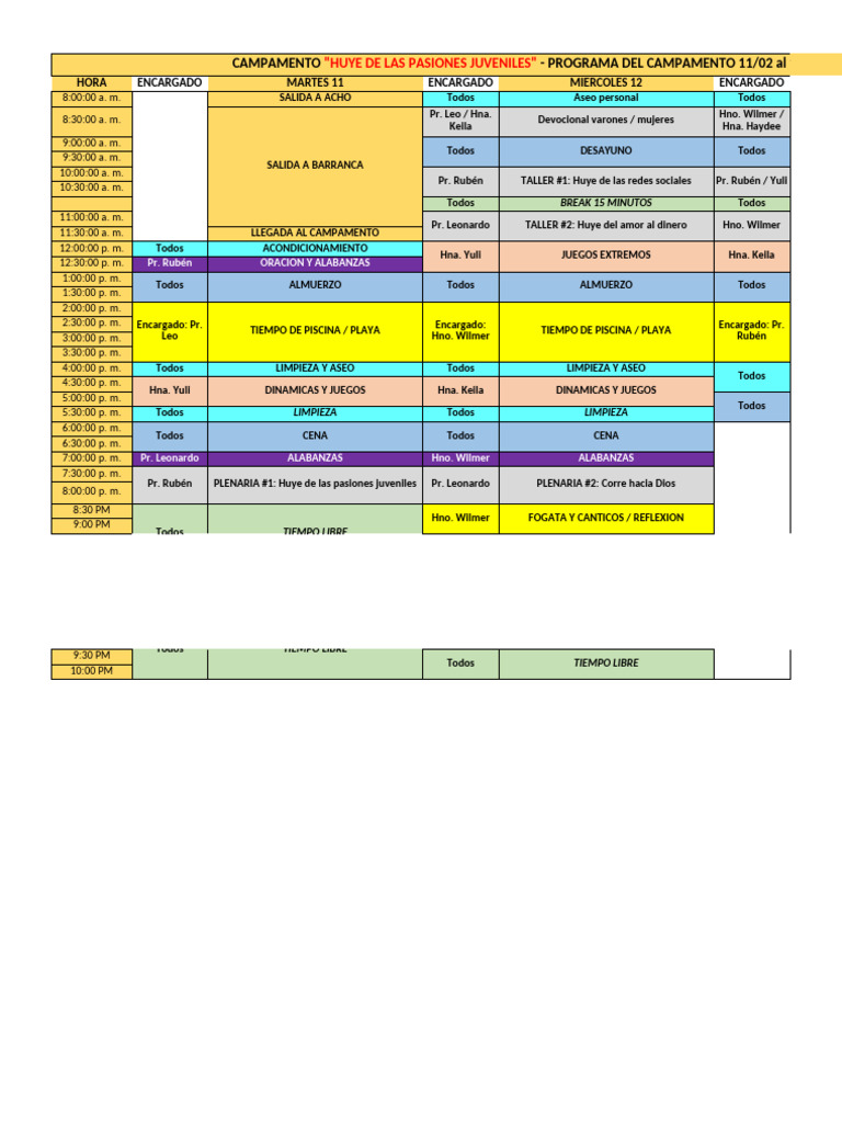 Programa Campamento 2025 | PDF