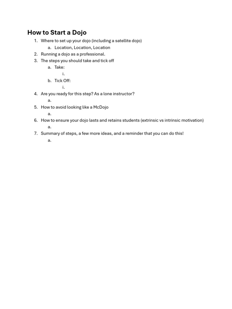 How To Start A Dojo | PDF