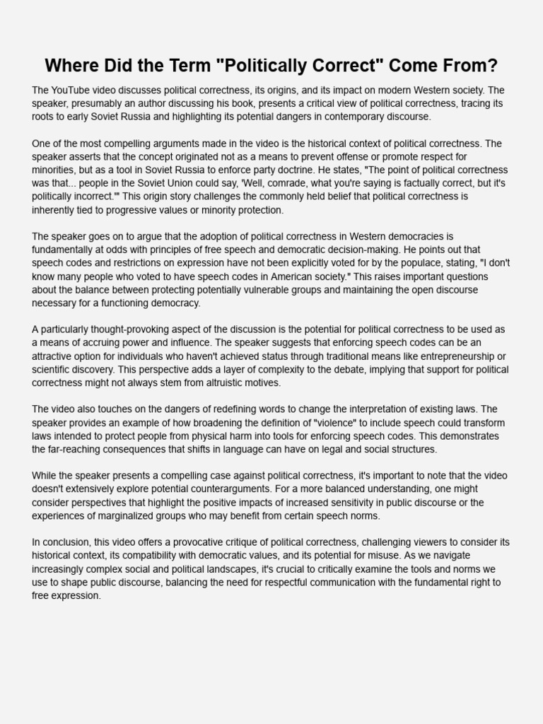 Where Did The Term - Politically Correct - Come From | PDF | Political ...