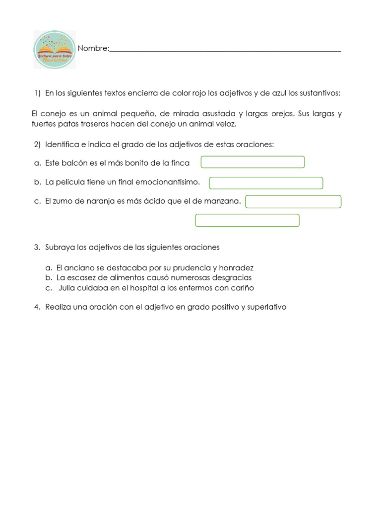 ADJETIVOS Y SUSTANTIVOS | PDF | Adjetivo
