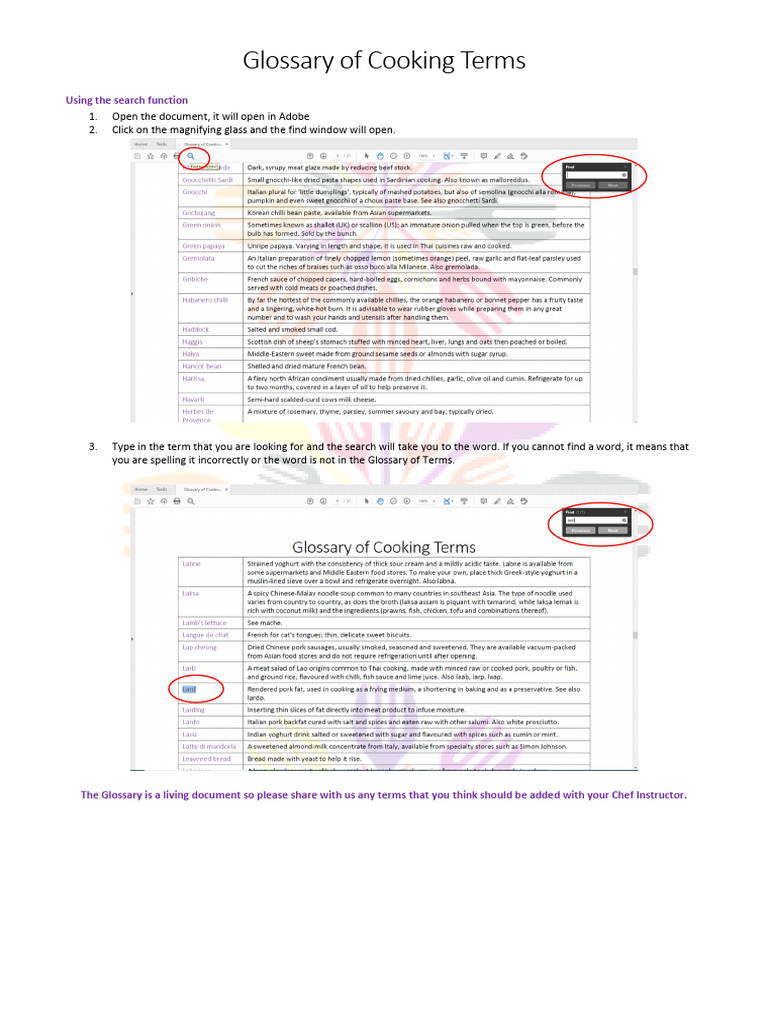 Glossary of Cooking Terms 1 | PDF | Custard | Sauce