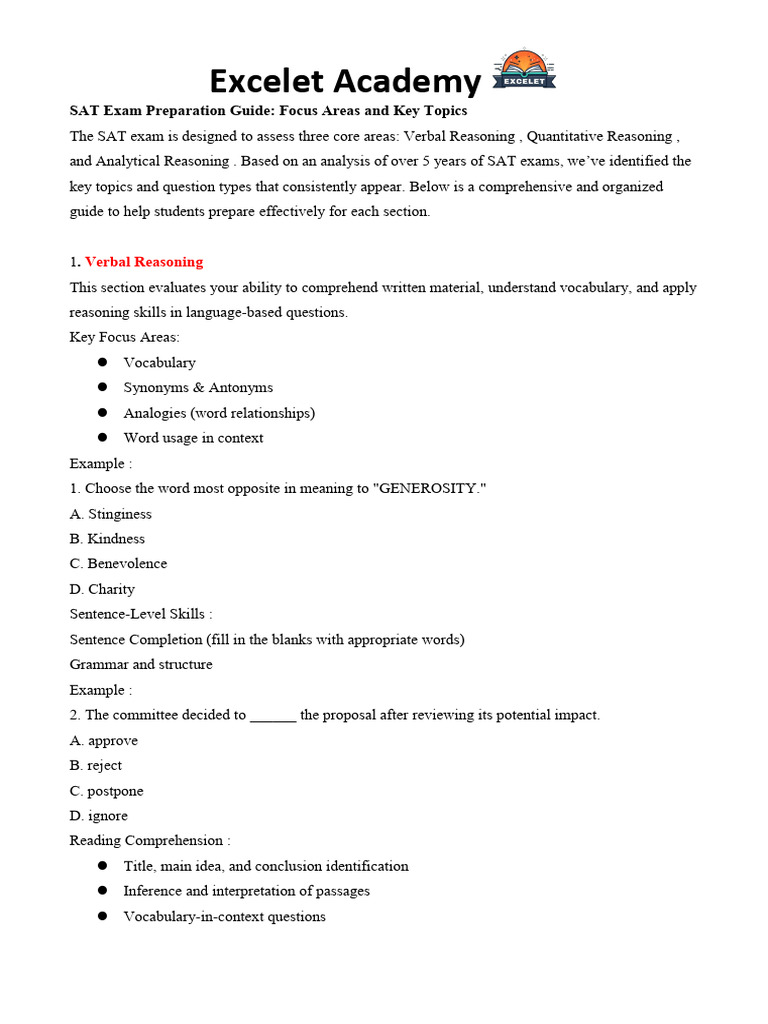 SAT Exam Preparation Guide | PDF | Sat | Mathematics
