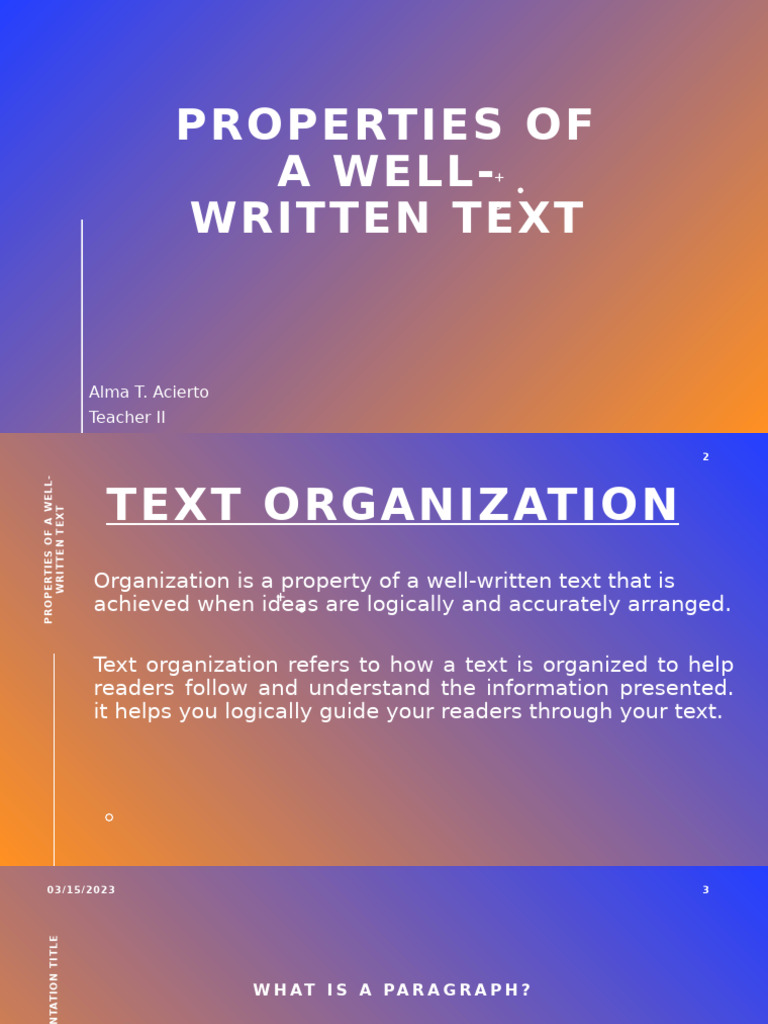 Properties of A Well Written Text | PDF | Word | Paragraph