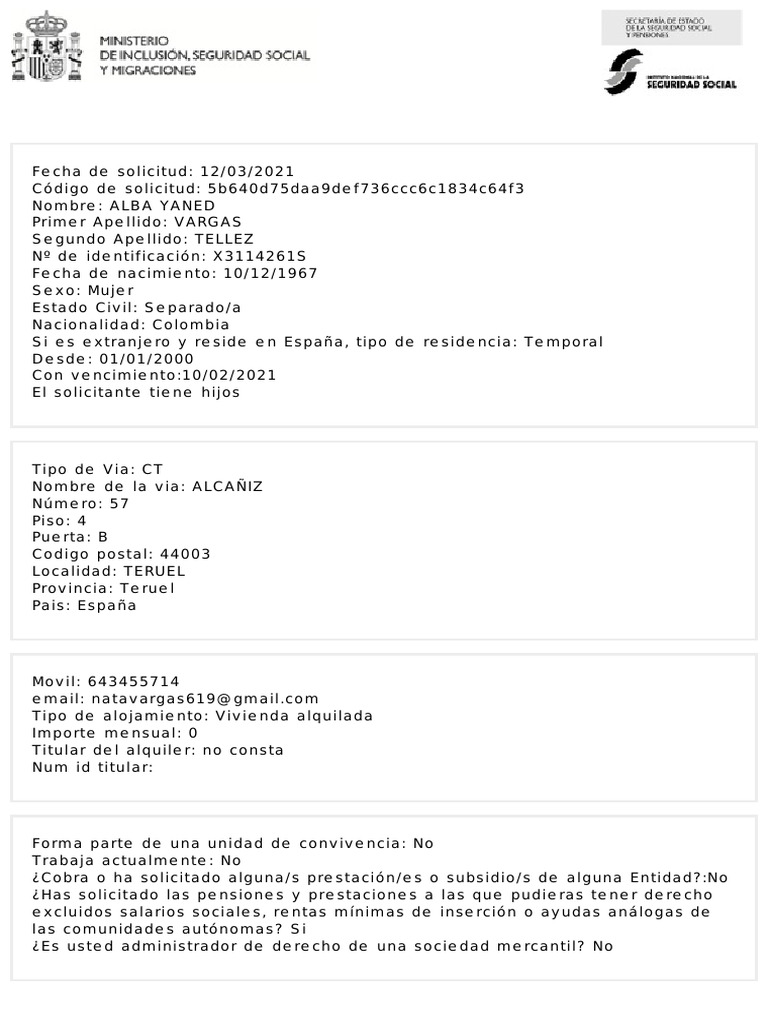 IMV Resumen Solicitud Web | PDF