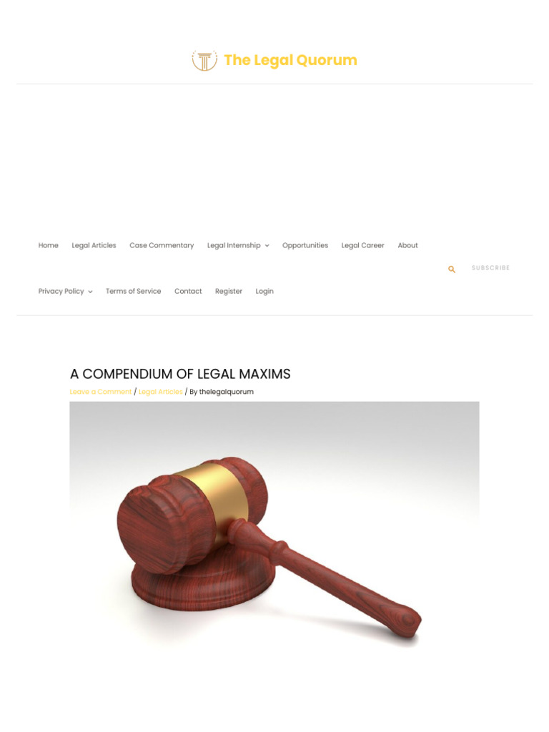 A Compendium of Legal Maxims - The Legal Quorum | PDF | Burden Of Proof (Law) | Mandamus
