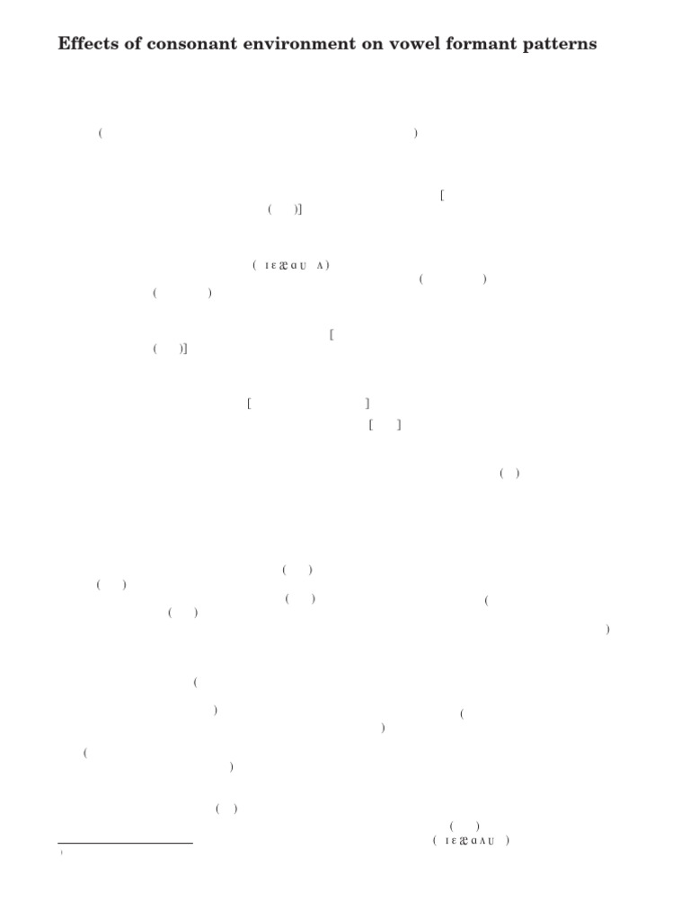 Effects of Consonant Environment On Vowel Formant Patterns Kl1c1f5e7p ...